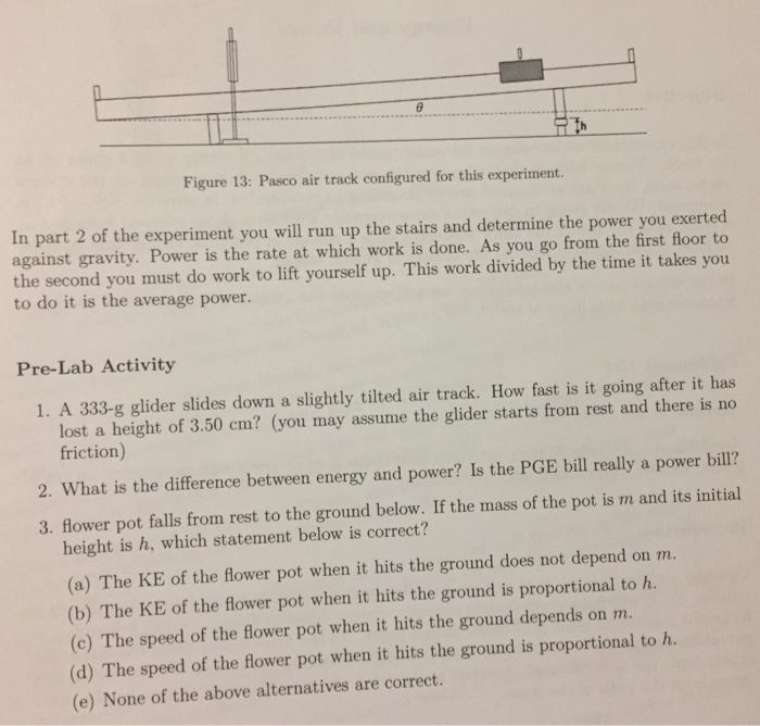 Solved Figure 13: Pasco air track configured for this | Chegg.com