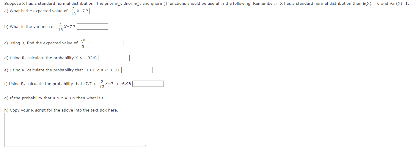 Solved a) What is the expected value of 132x−7 ? b) What is | Chegg.com