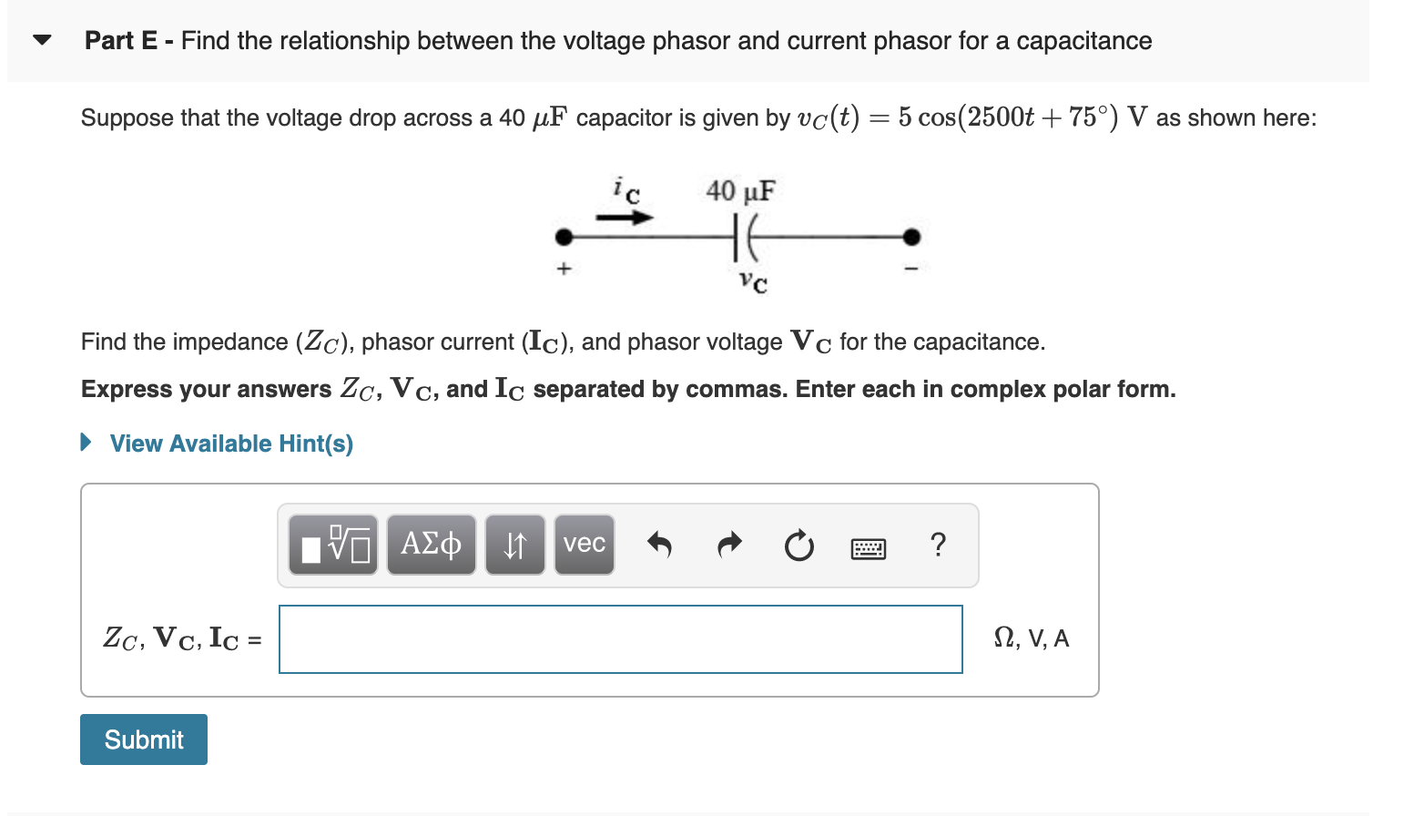 Solved Part C - Find the relationship between the voltage | Chegg.com