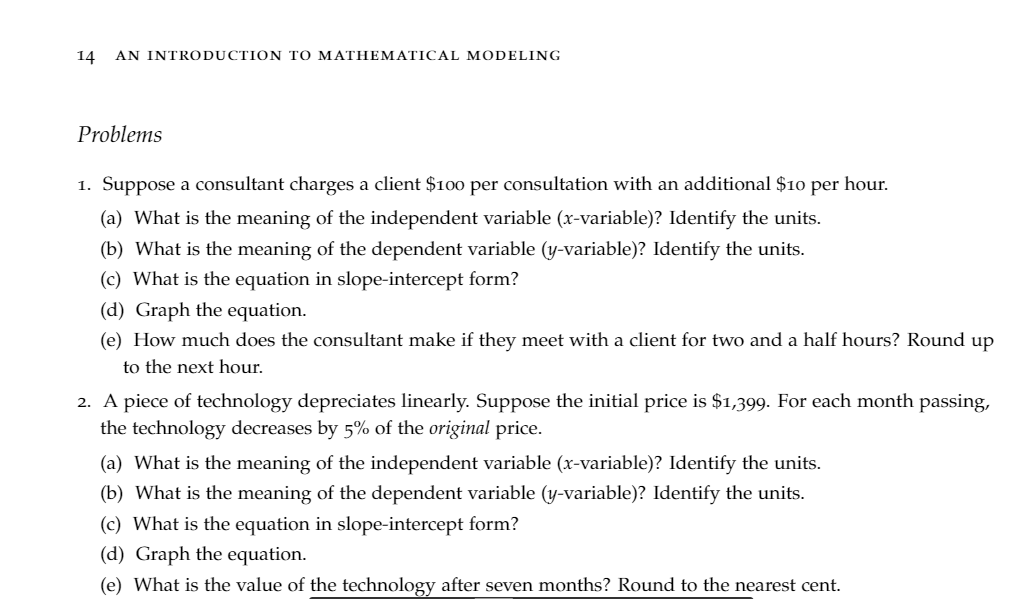 Solved 14 AN INTRODUCTION TO MATHEMATICAL MODELING Problems | Chegg.com