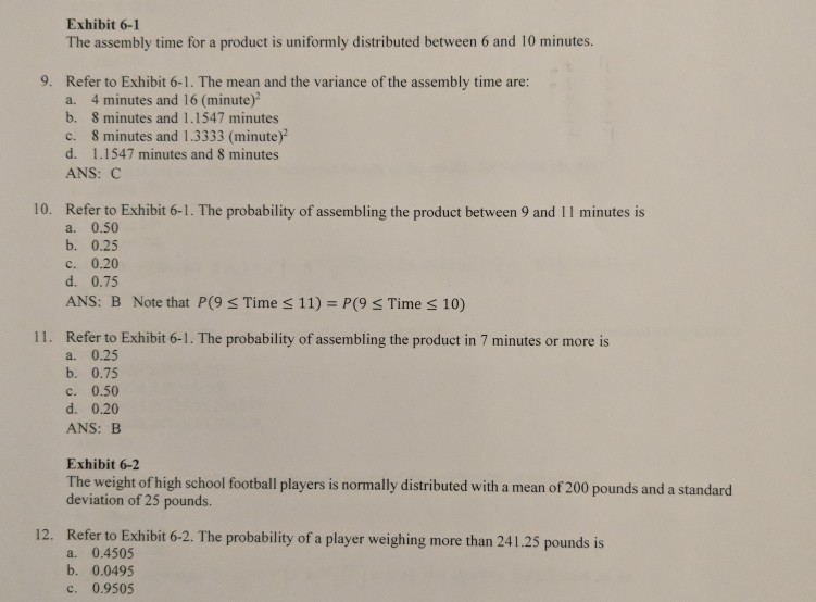 Solved Exhibit 6-1 The assembly time for a product is | Chegg.com Solved Exhibit 6-1 The assembly time for a product is | Chegg.com