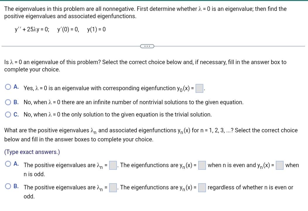 Solved The eigenvalues in this problem are all nonnegative. | Chegg.com