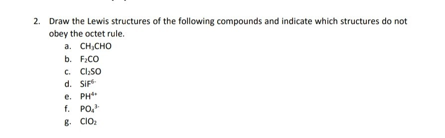 Solved Draw the Lewis structures of the following compounds | Chegg.com