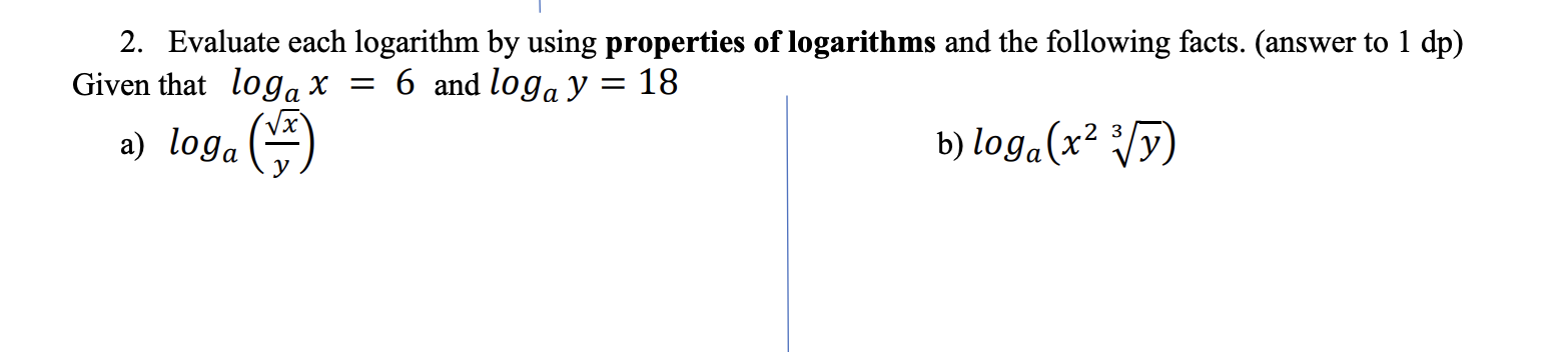 Solved 2. Evaluate each logarithm by using properties of | Chegg.com