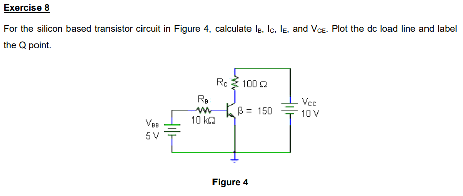 Solved For the silicon based transistor circuit in Figure 4, | Chegg.com