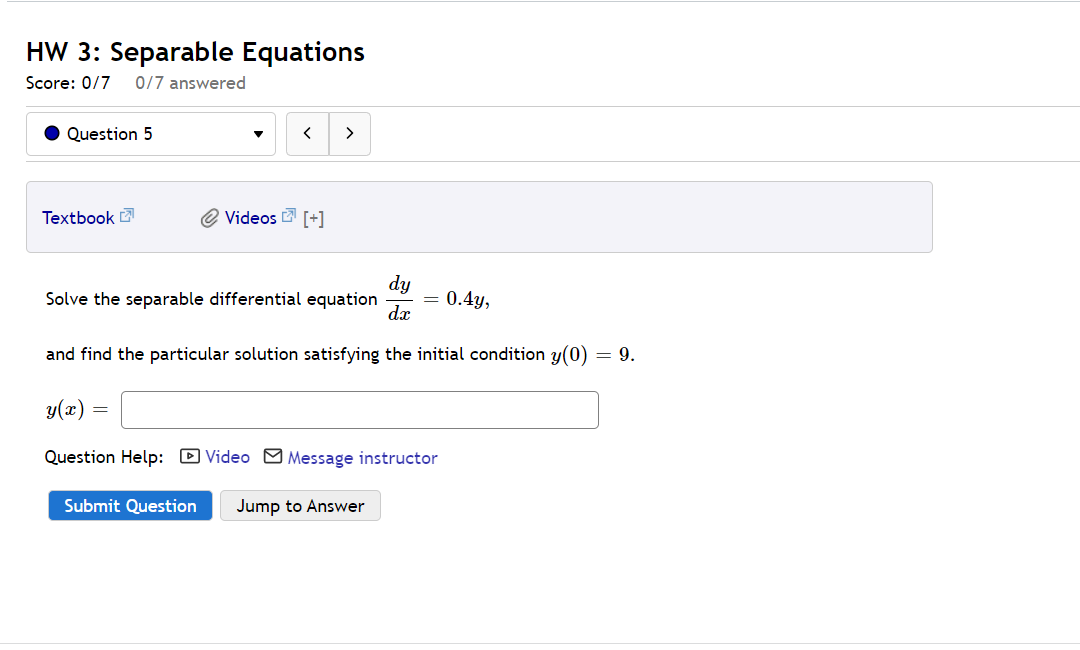 Solved Hw 3 Separable Equations Score 0 70 7 Answered