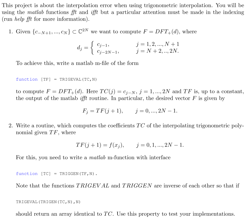 This project is about the interpolation error when | Chegg.com