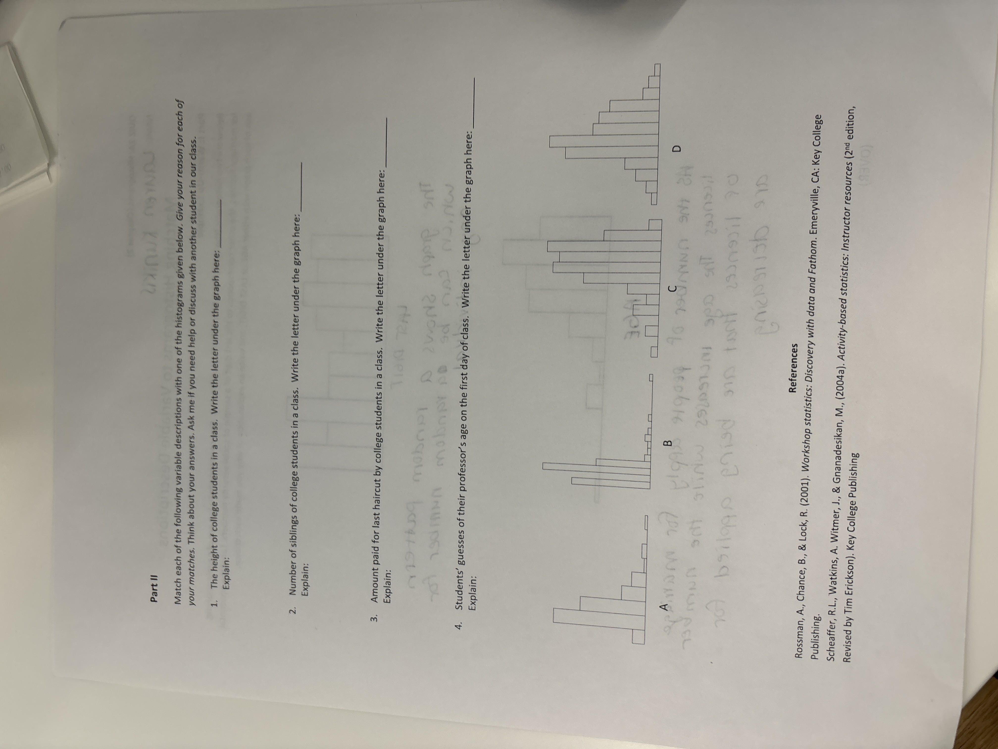 Part IIMatch each of the following variable | Chegg.com