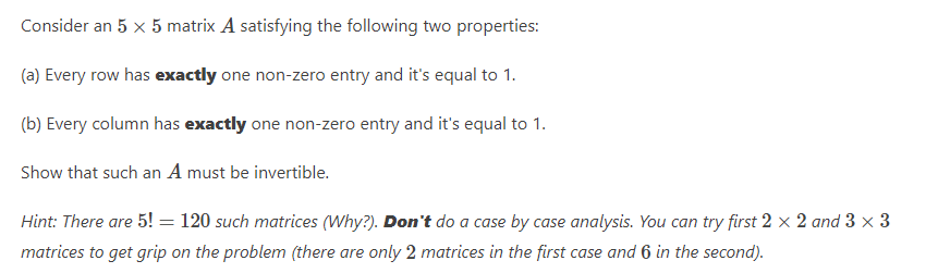 Solved Consider an 5 x 5 matrix A satisfying the following | Chegg.com