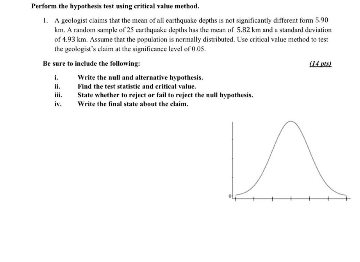 Solved Perform the hypothesis test using critical value | Chegg.com