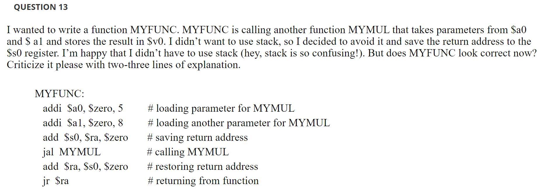 Solved QUESTION 13 a I wanted to write a function MYFUNC. | Chegg.com