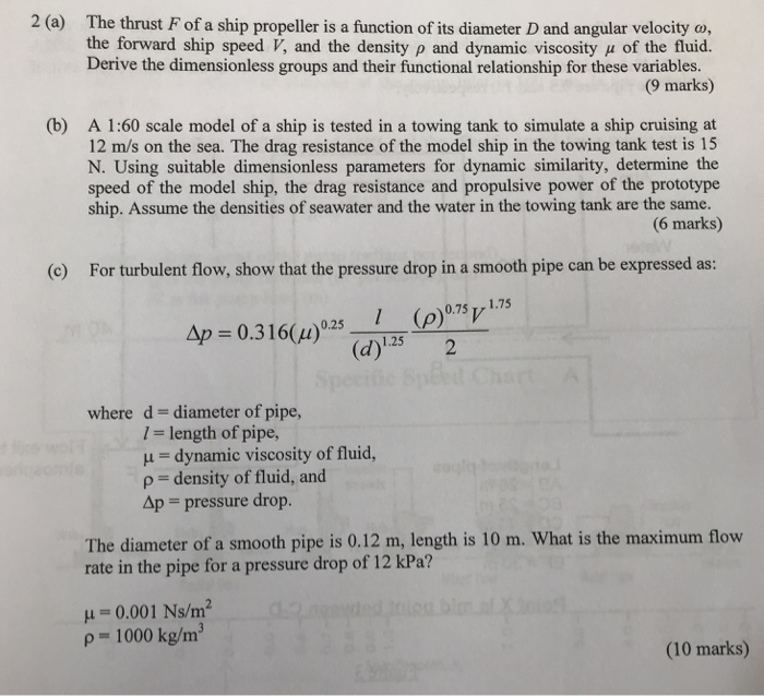 Solved 2 (a) The thrust F of a ship propeller is a function | Chegg.com