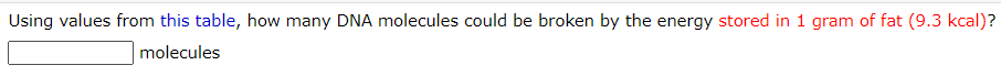 Using values from this table, how many DNA molecules | Chegg.com