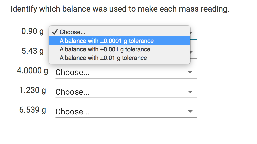 Solved: Identify Which Balance Was Used To Make Each Mass ... | Chegg.com