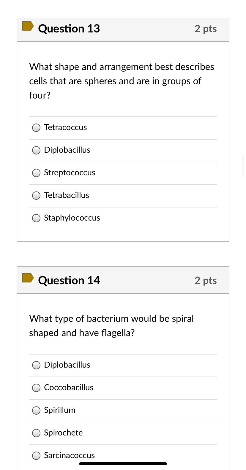 Solved Question 13 2 pts What shape and arrangement best | Chegg.com