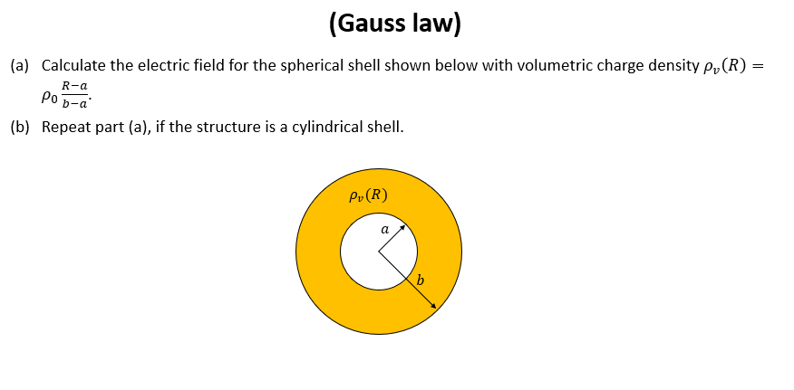 Solved (Gauss law) (a) Calculate the electric field for the | Chegg.com