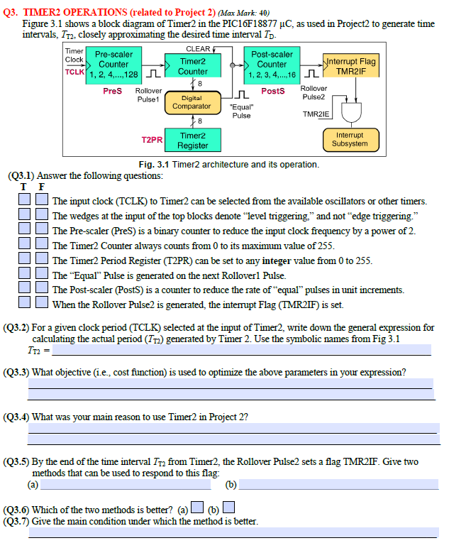 Timer Q3. TIMER2 OPERATIONS (related to Project 2) | Chegg.com