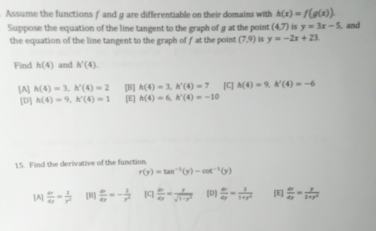 Solved Assume The Functions F And G Are Differentiable On