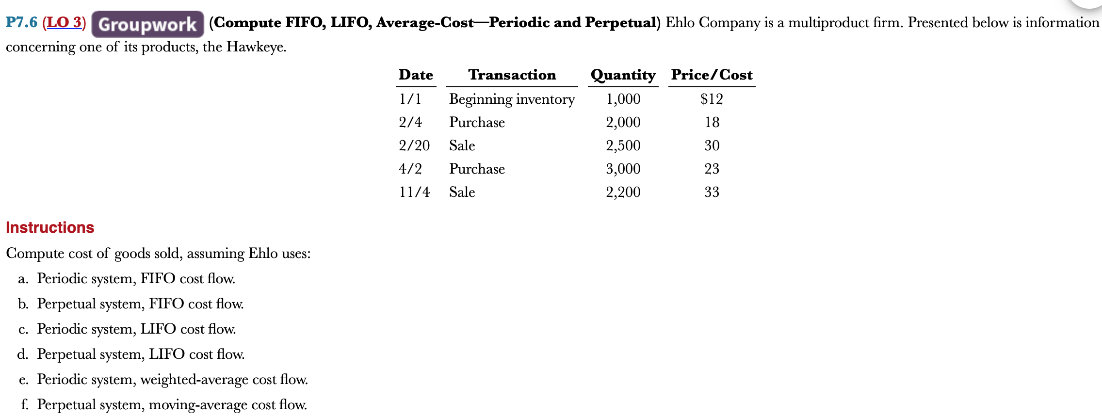 Solved P7.6 (L्L 3) (Compute FIFO, LIFO, | Chegg.com