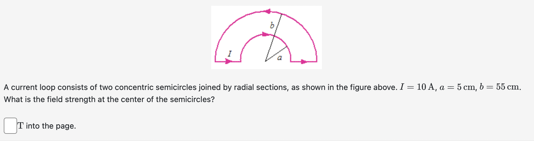 Solved current loop consists of two concentric semicircles | Chegg.com