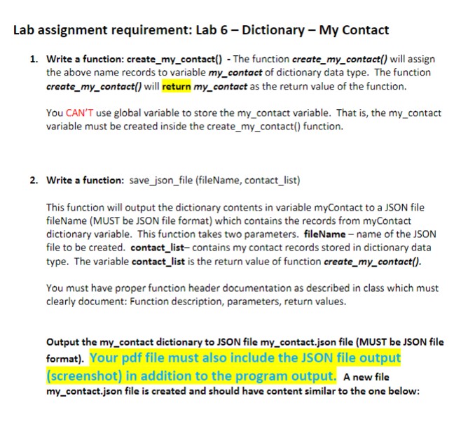 Solved Use dictionary to create a dictionary variable my | Chegg.com