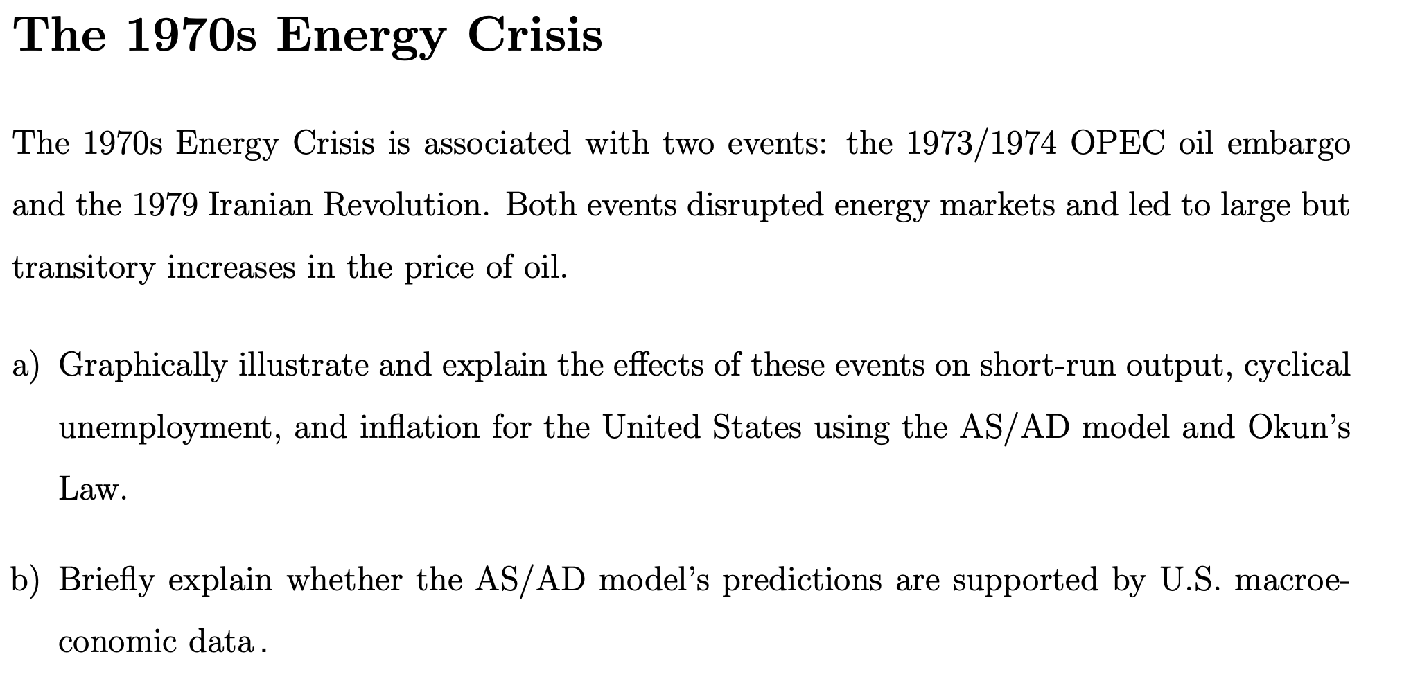 The 1970s Energy Crisis The 1970s Energy Crisis is | Chegg.com