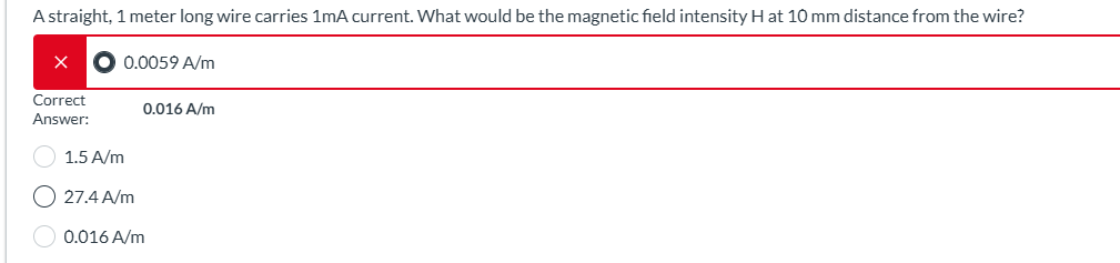 Solved A straight, 1 ﻿meter long wire carries 1 mA ﻿current. | Chegg.com