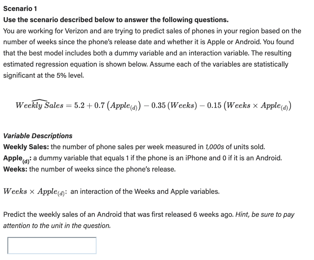 Solved Use the scenario described below to answer the | Chegg.com