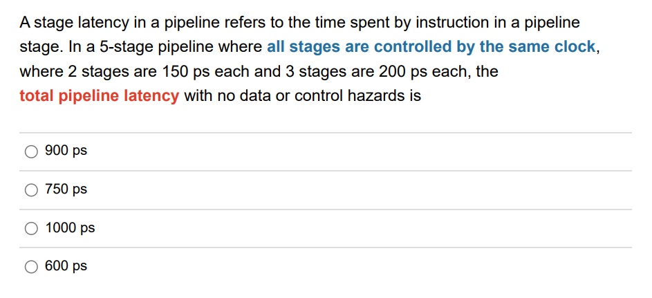 Solved A stage latency in a pipeline refers to the time | Chegg.com