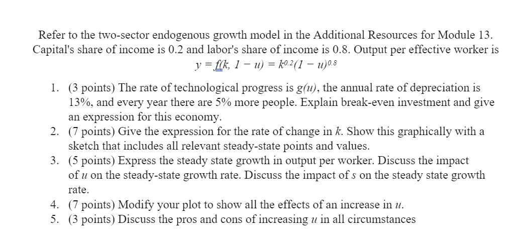 Solved Refer to the two-sector endogenous growth model in | Chegg.com