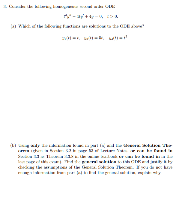 Solved 3. Consider the following homogeneous second order | Chegg.com