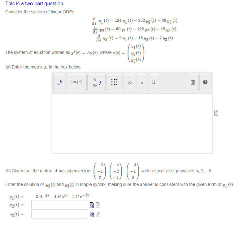 Solved This is a two-part question. Consider the system of | Chegg.com