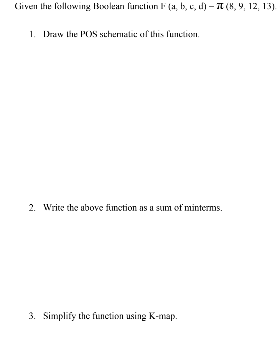 Solved Given The Following Boolean Function F A 0532