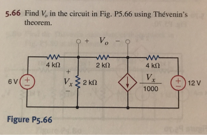 Solved 5.66 Find Vo in the circuit in Fig. P5.66 using | Chegg.com