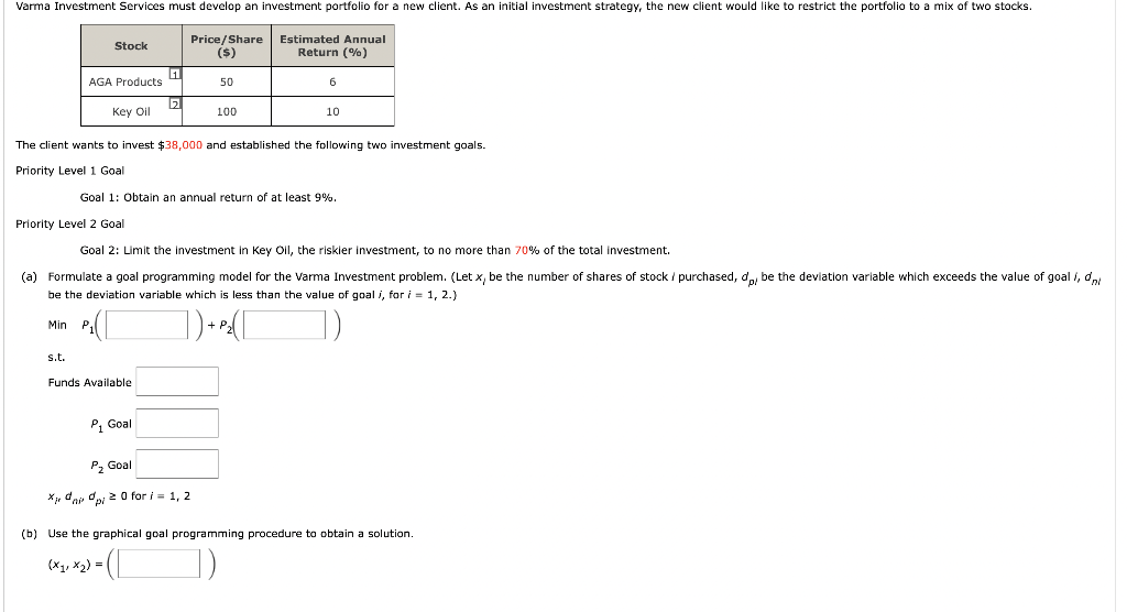 The client wants to invest $38,000 and established | Chegg.com