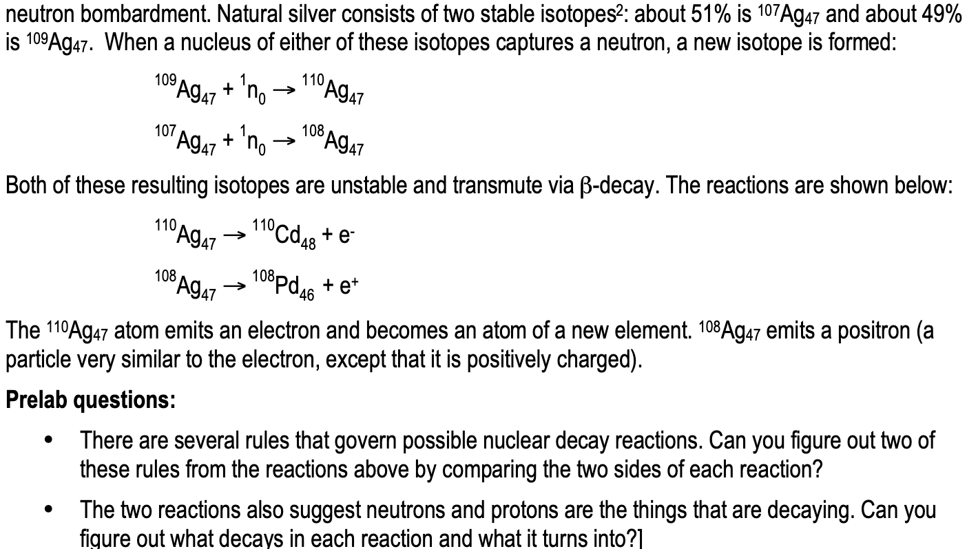Preparing the Radioactive Silver Sample The goal of | Chegg.com