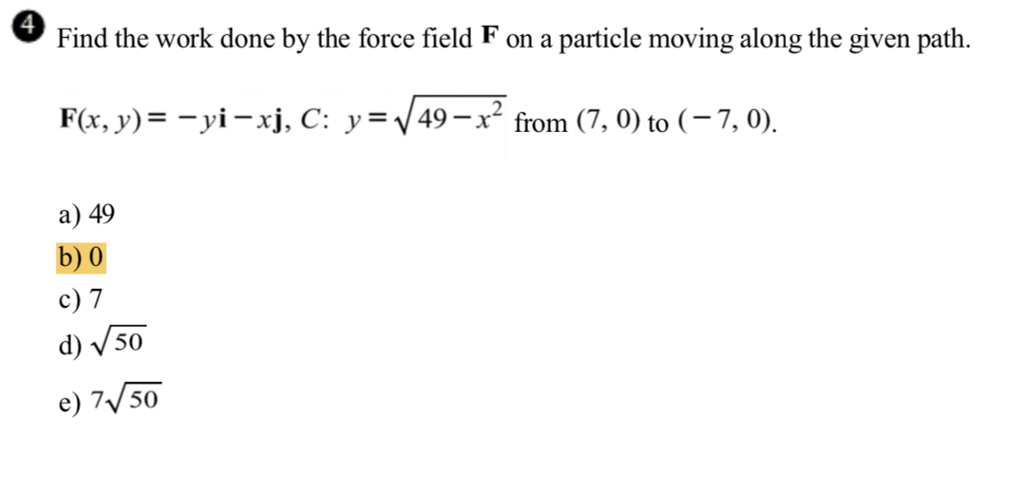 Solved 4 Find the work done by the force field F on a | Chegg.com