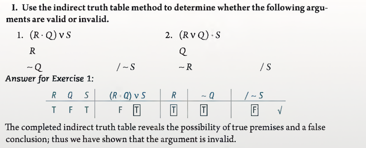 Solved 1. Use the indirect truth table method to determine | Chegg.com