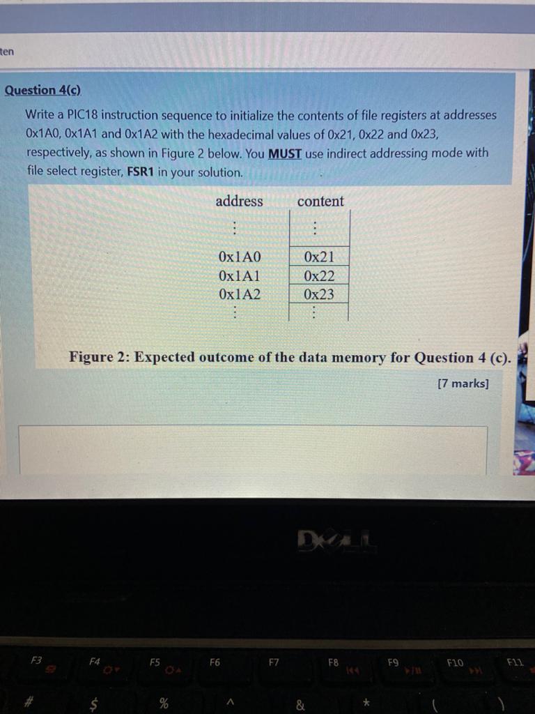 Ten Question 40 Write A Pic18 Instruction Sequence 
