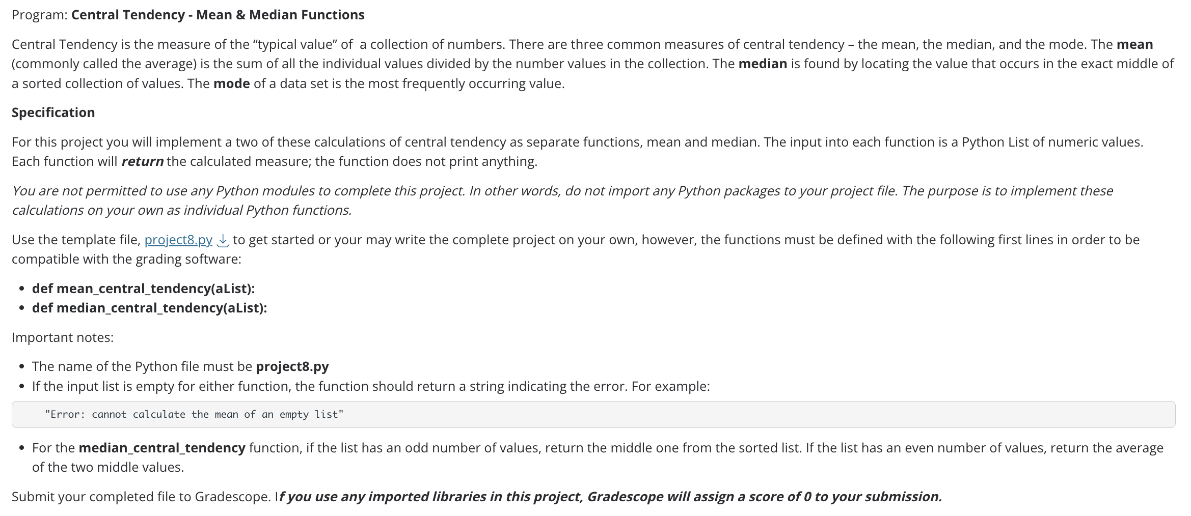 Solved Program: Central Tendency - Mean & Median Functionsa | Chegg.com Solved Program: Central Tendency - Mean & Median Functionsa | Chegg.com