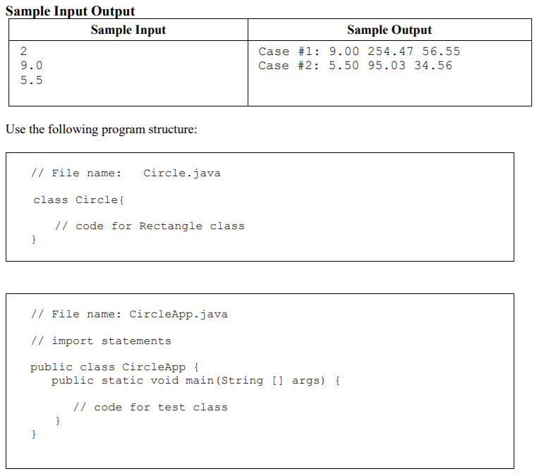 Solved Problem Description A Class Named Circle Is Defined