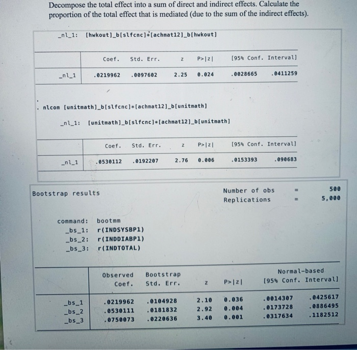 Decompose the total effect into a sum of direct and | Chegg.com