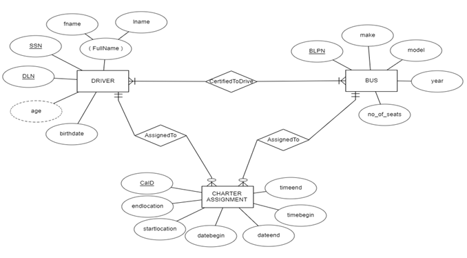Solved Based on the ER diagram you created for Groundhog Bus | Chegg.com