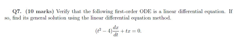 Solved Q7. (10 marks) Verify that the following first-order | Chegg.com Solved Q7. (10 marks) Verify that the following first-order | Chegg.com