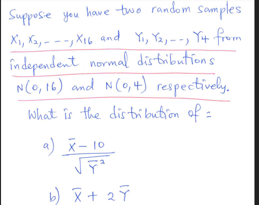 Solved Suppose you have two random samples X1, X2, - - - , | Chegg.com