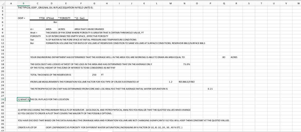 THE TYPICAL OOIP, ORIGINAL OIL IN PLACE EQUATION IN | Chegg.com