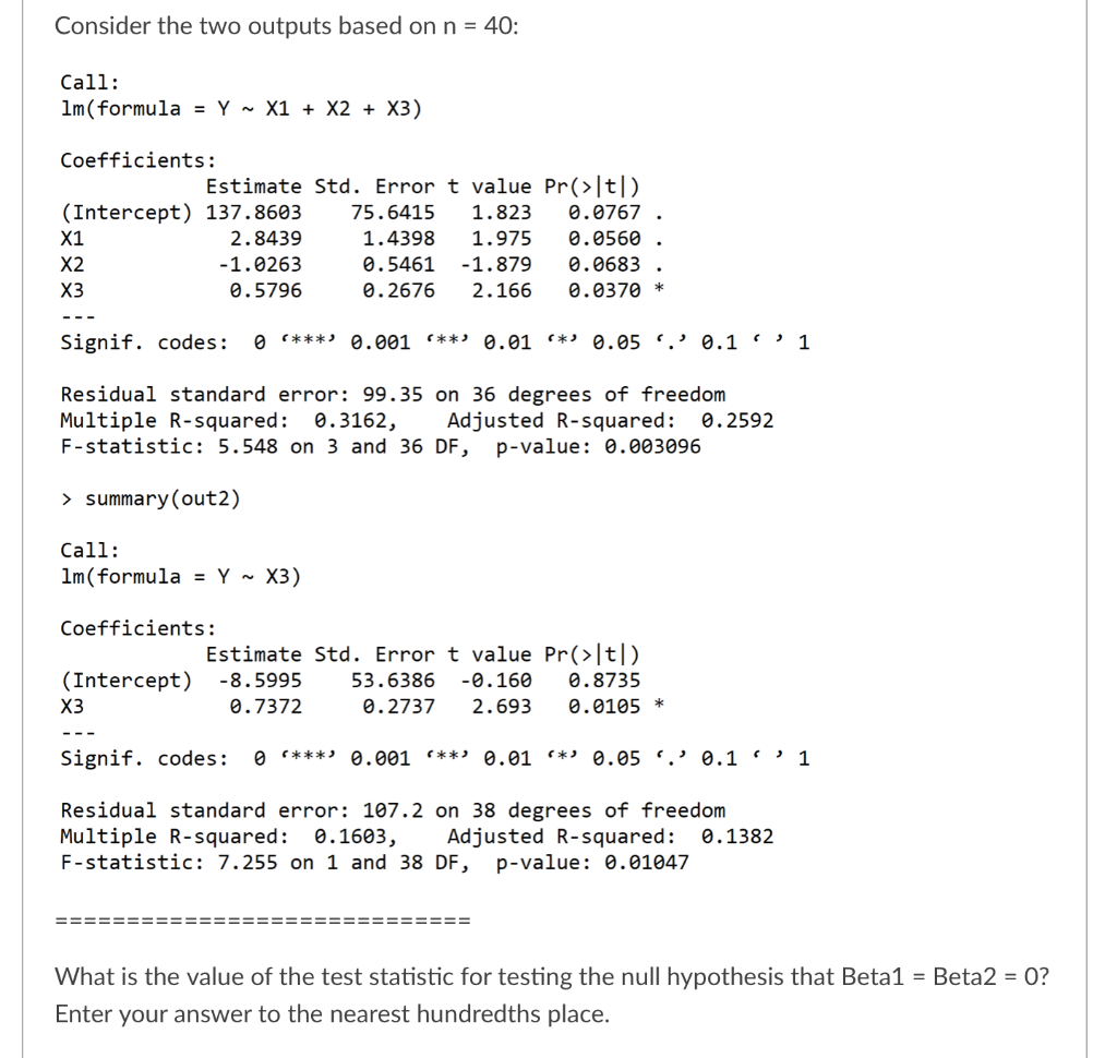 Solved Consider the following Excel output: C С D E F G A B | Chegg.com
