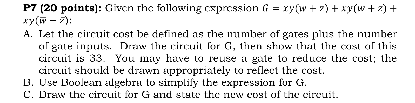 Solved P7 (20 ﻿points): Given the following expression | Chegg.com