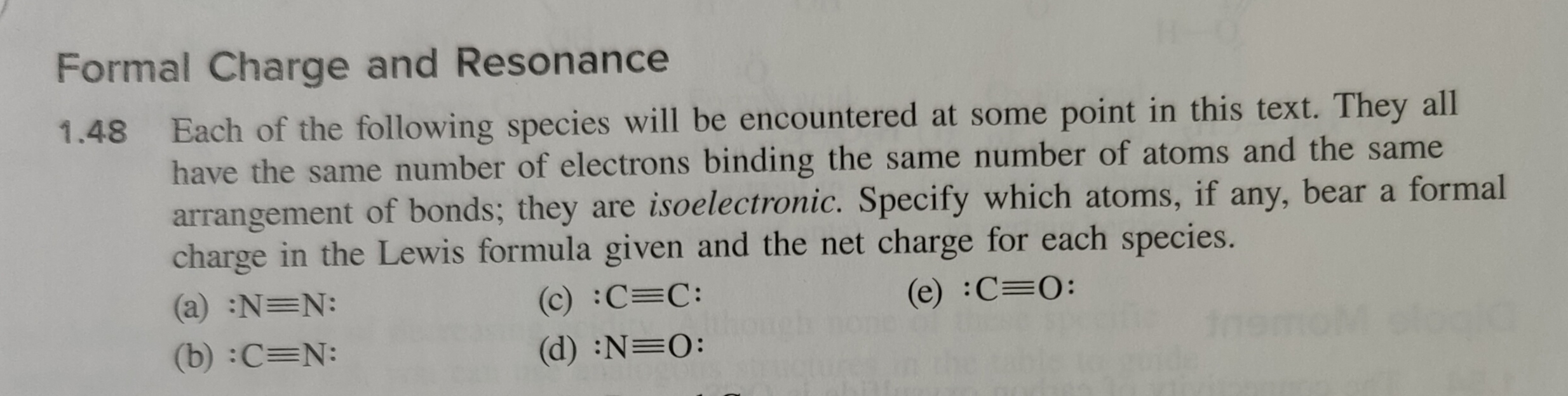 Solved Formal Charge and Resonance 1.48 Each of the | Chegg.com