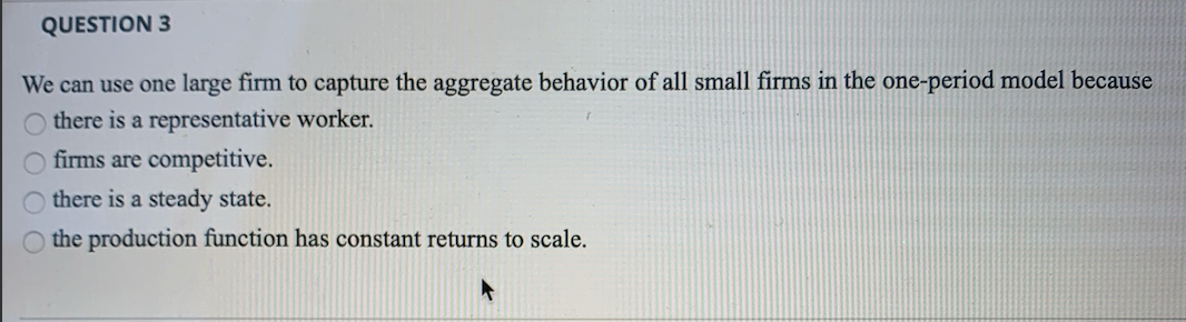 Solved QUESTION 3 We can use one large firm to capture the | Chegg.com